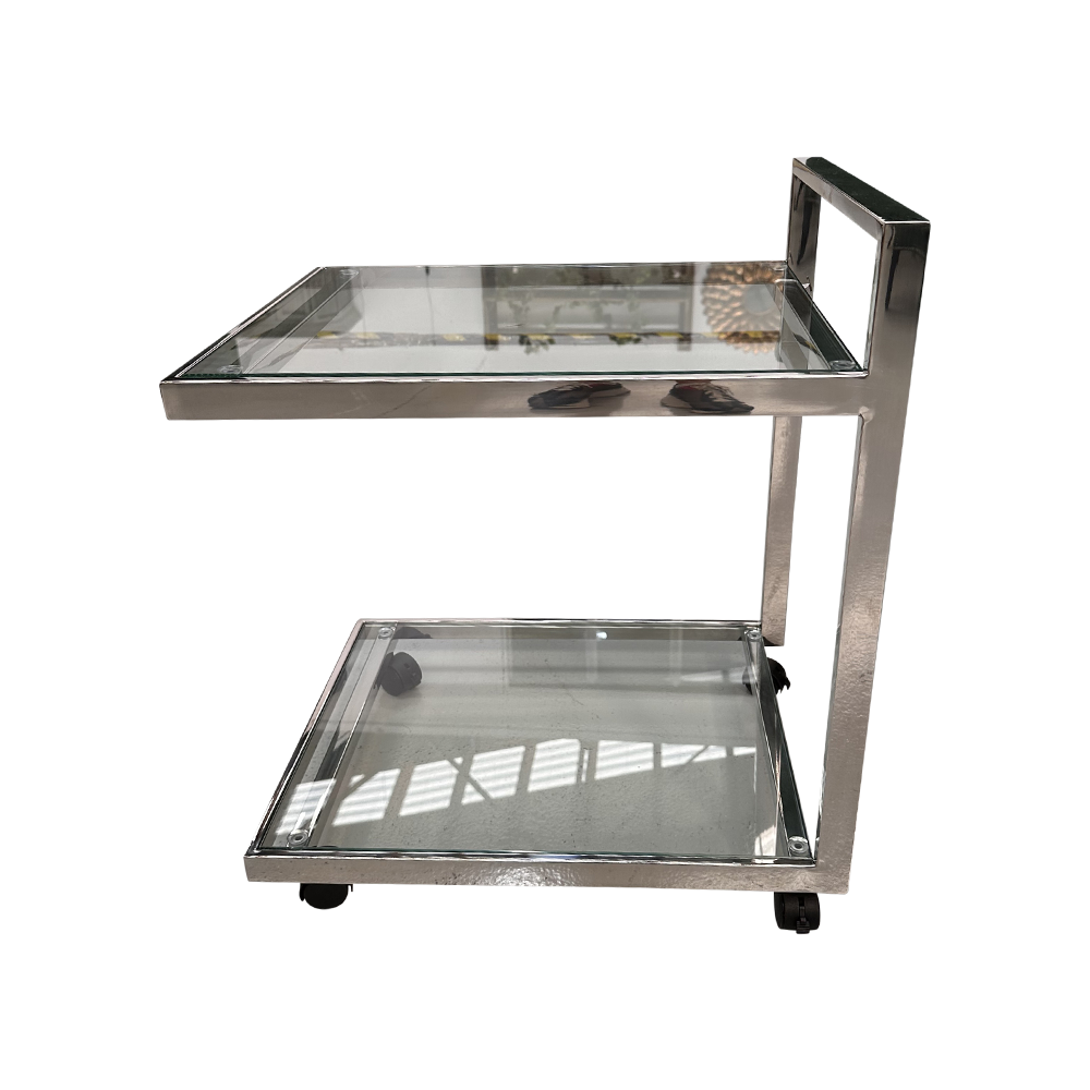 40cmw Silver Clear Glass Theo Drinks Trolley Furniture Living Room